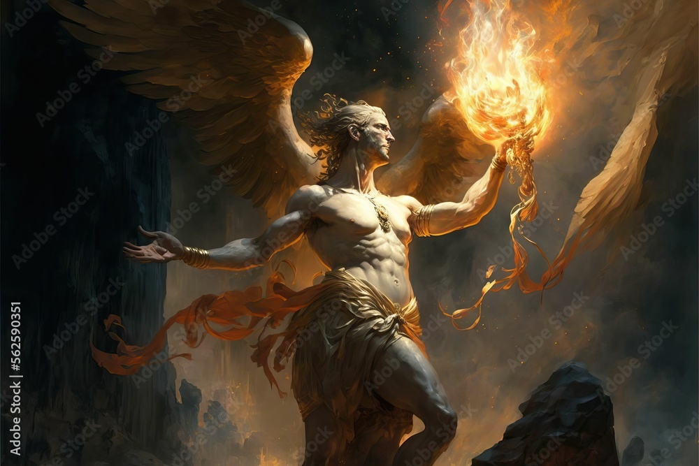 4K resolution or higher, prometheus bringing the fire to greek god ...