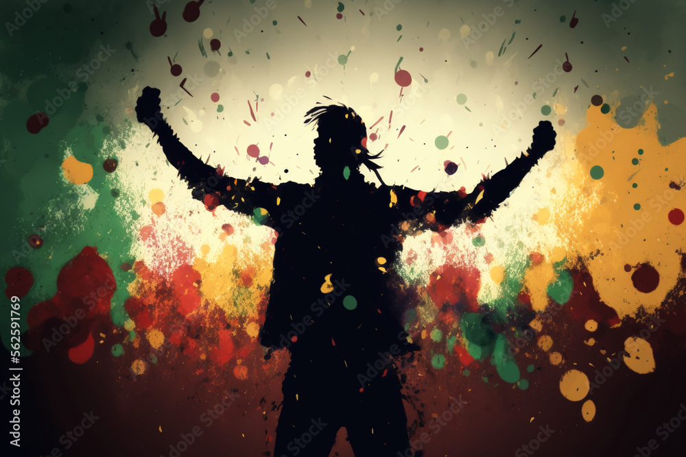 human silhouette celebration collor generative AI Stock Illustration ...