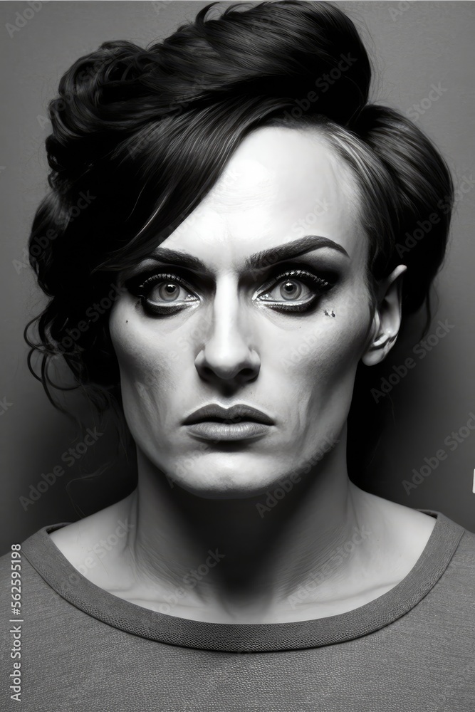 Young transgender person mugshot. Image generated with generative AI ...