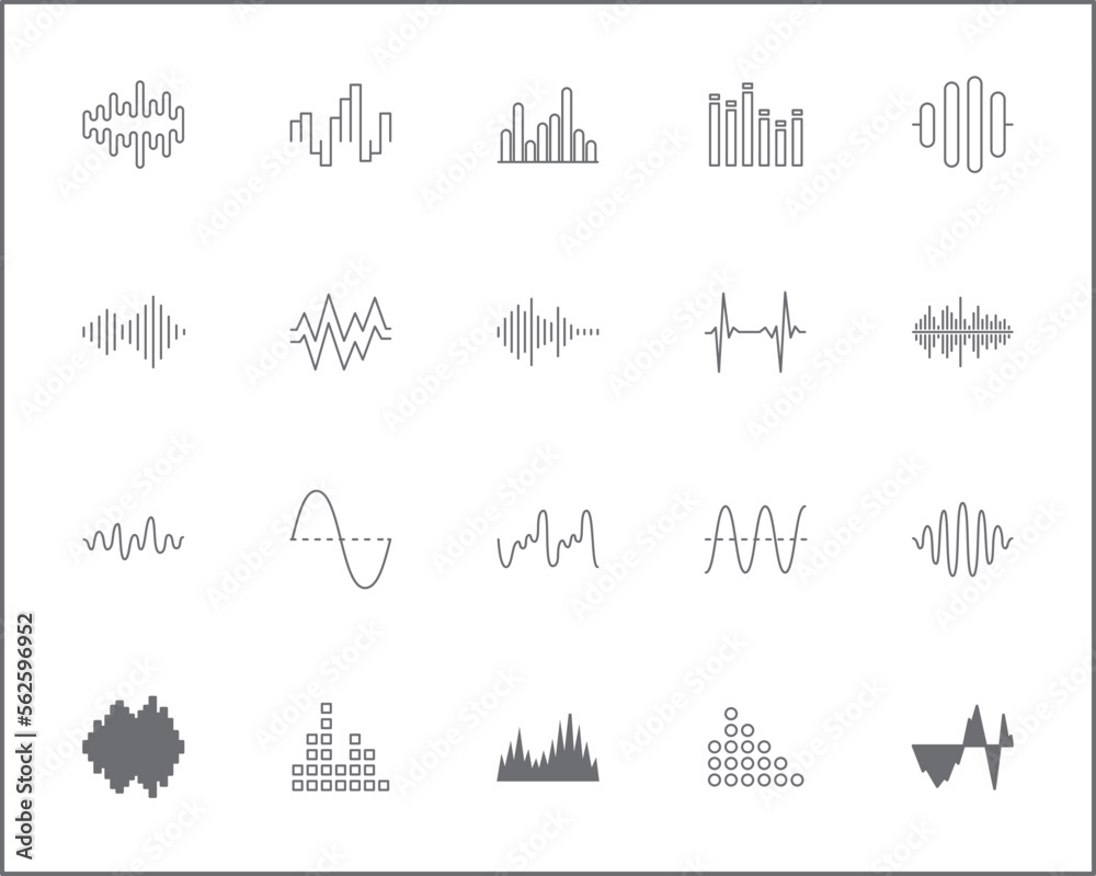Simple Set of sound wave Related Vector Line Icons. Vector collection ...