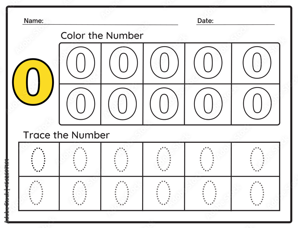 Writing practice number zero printable worksheet for preschool ...