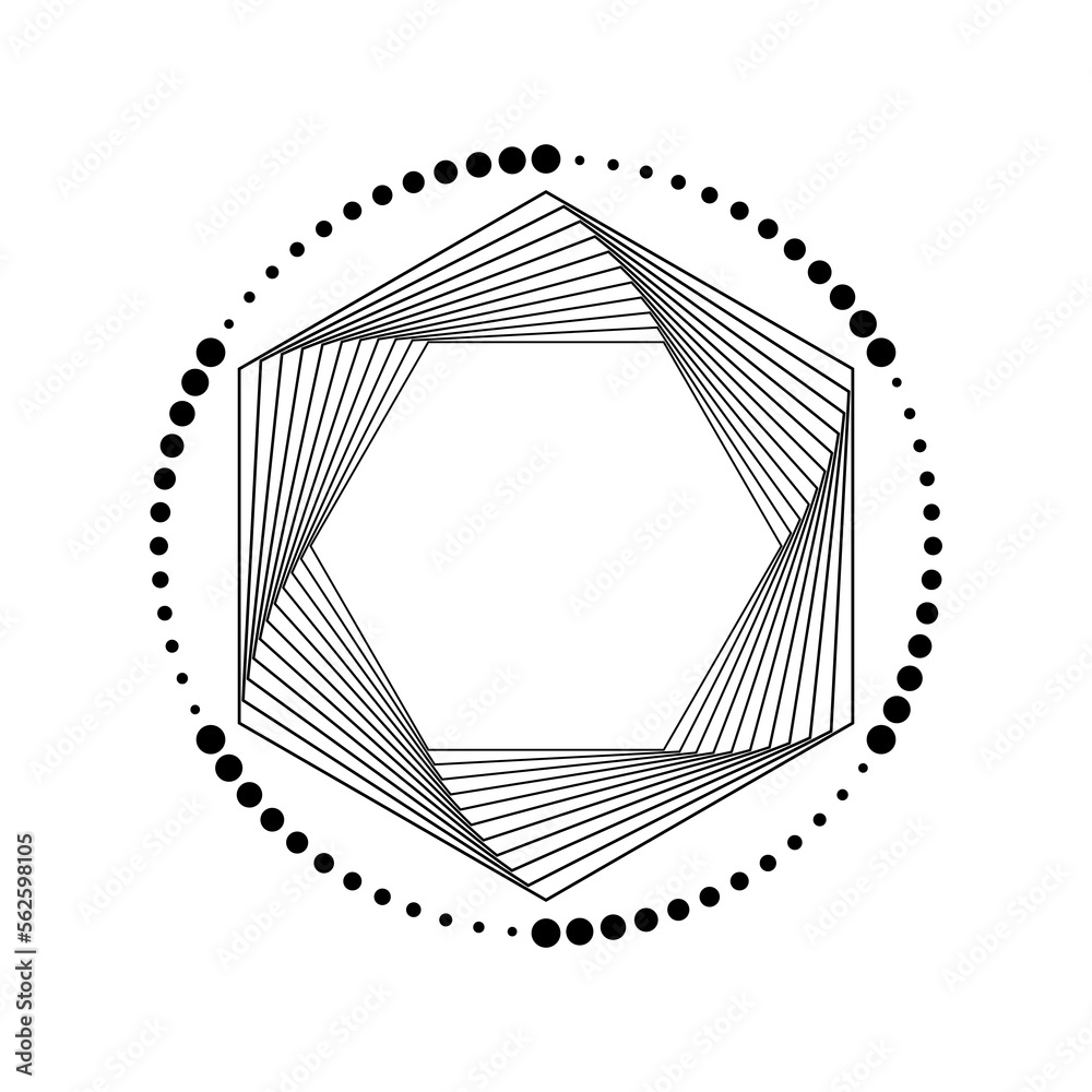 Vektorová grafika „Black halftone dots and stripes in circle form ...