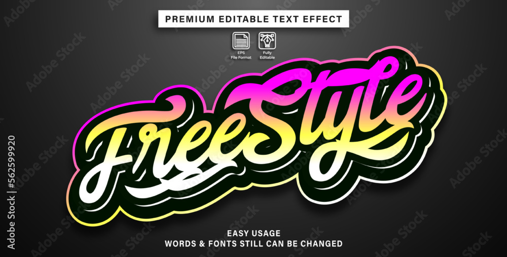 Editabel text effect free style Stock Vector | Adobe Stock
