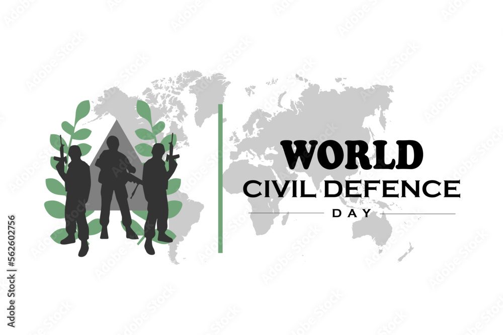 world civil defense day. army, world map. vector designs. suitable for ...