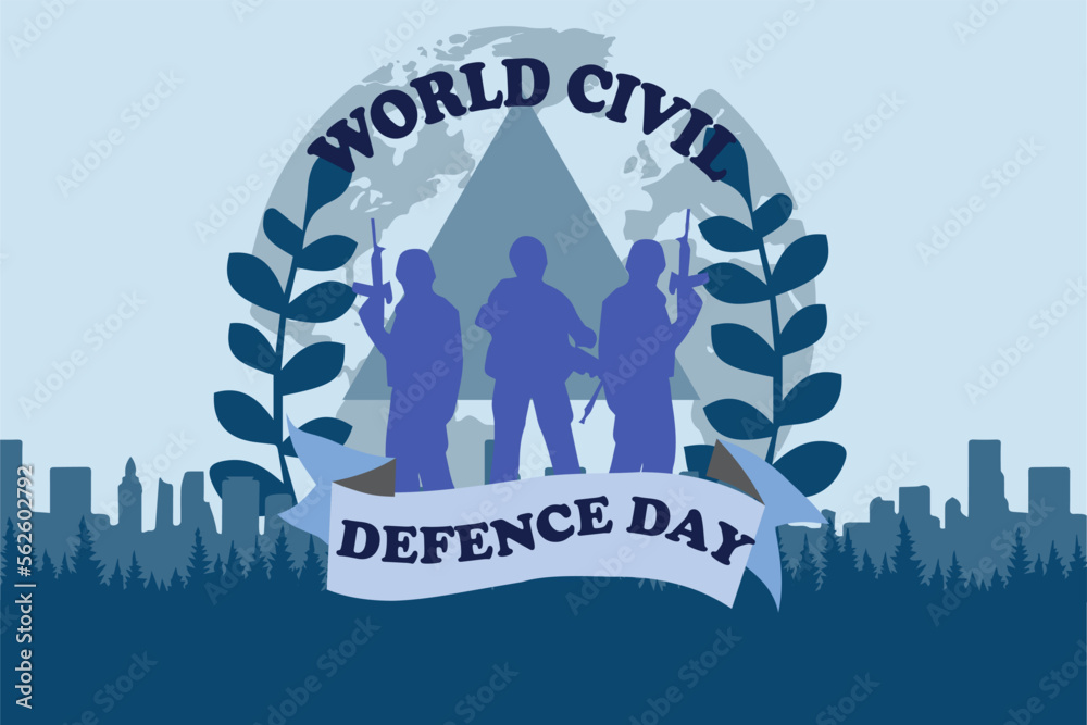 world civil defense day. army, world map. vector designs. suitable for ...
