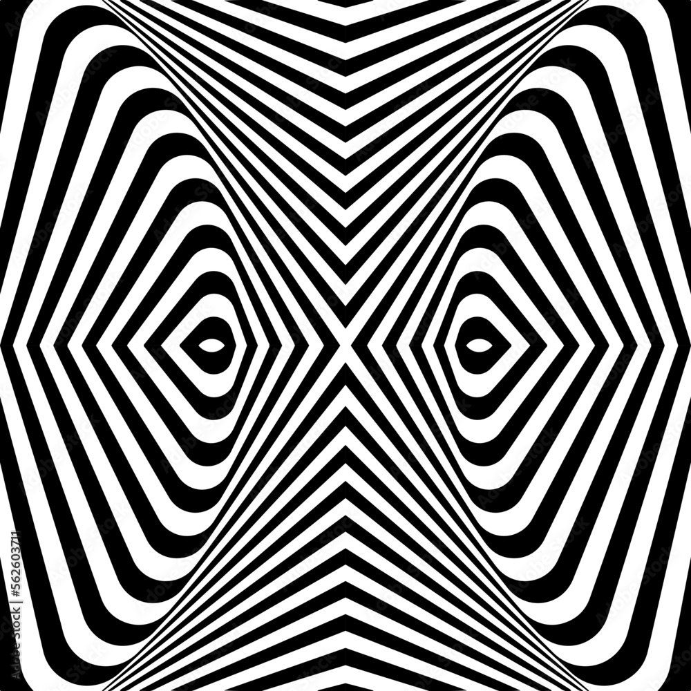 Black abstract wavy oblique stripes. Geometric shape. Optical illusion ...