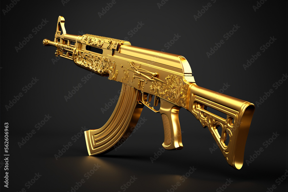 Golden AK-47 decoration Stock Illustration | Adobe Stock