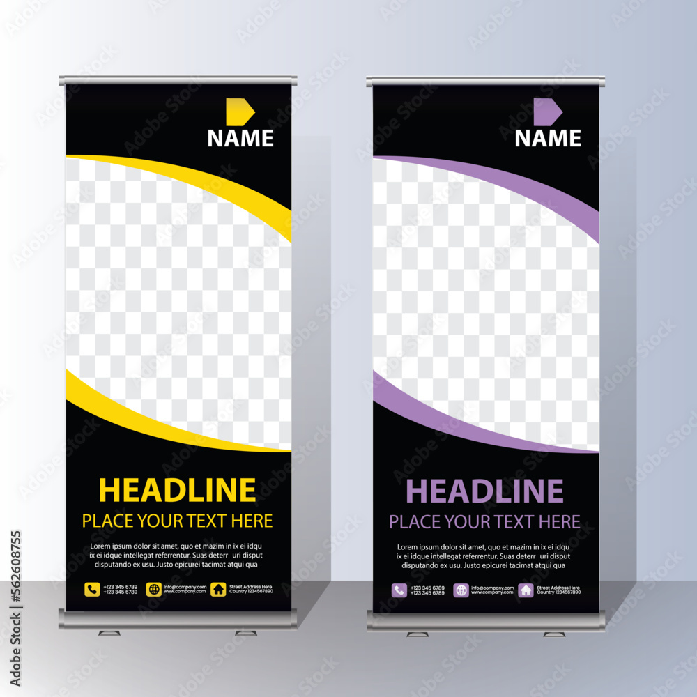 Vetor de Roll Up Banner Signage Standee Template for Advertising and ...