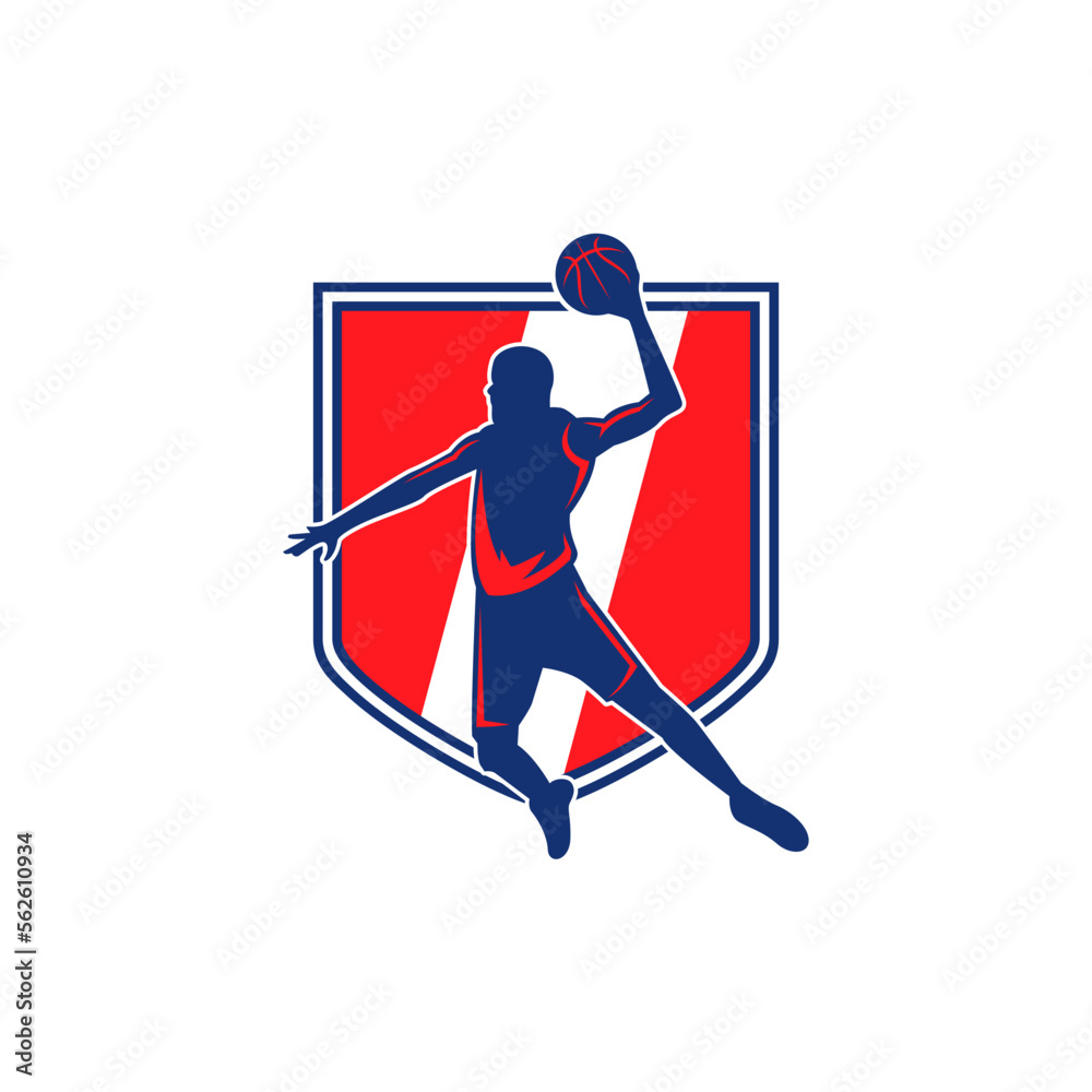basketball logo design. basketball player Stock Vector | Adobe Stock