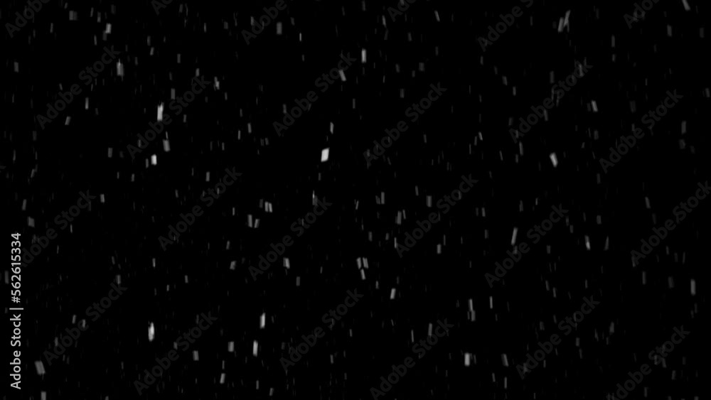 Winter real snowfall effect Snow storm isolated black background in 4K ...