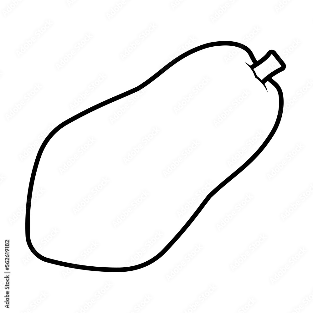 Black Line Papaya Fruit Coloring Page Vector Illustration Image on ...