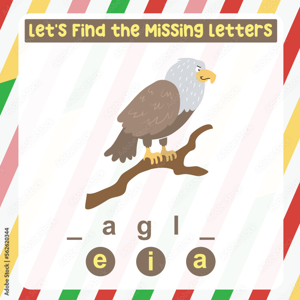 Find the missing letter animal urial worksheet for kids learning ...