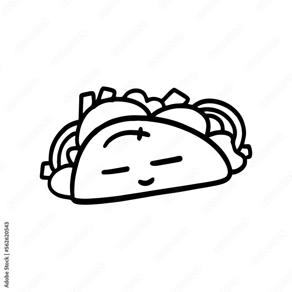 Vector Illustration of Hand drawn Tacos Outline Doodle art style Stock ...