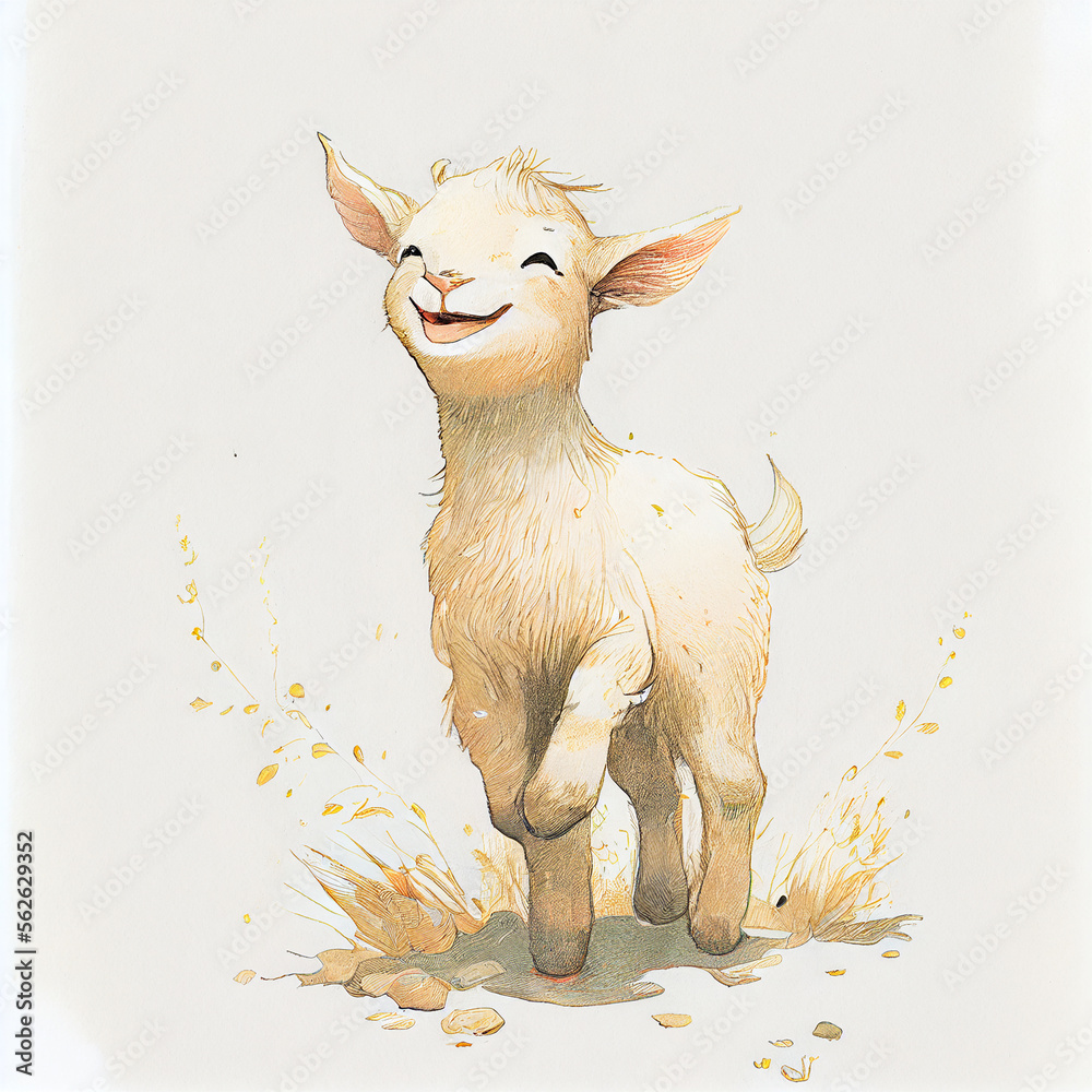 Cartoon. cute smiling goat. generative ai Stock Illustration | Adobe Stock