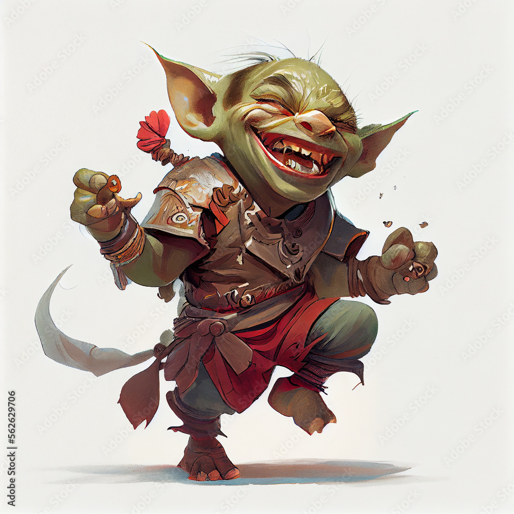 Cartoon. Cute goblin smiling. generative ai ilustração do Stock | Adobe ...