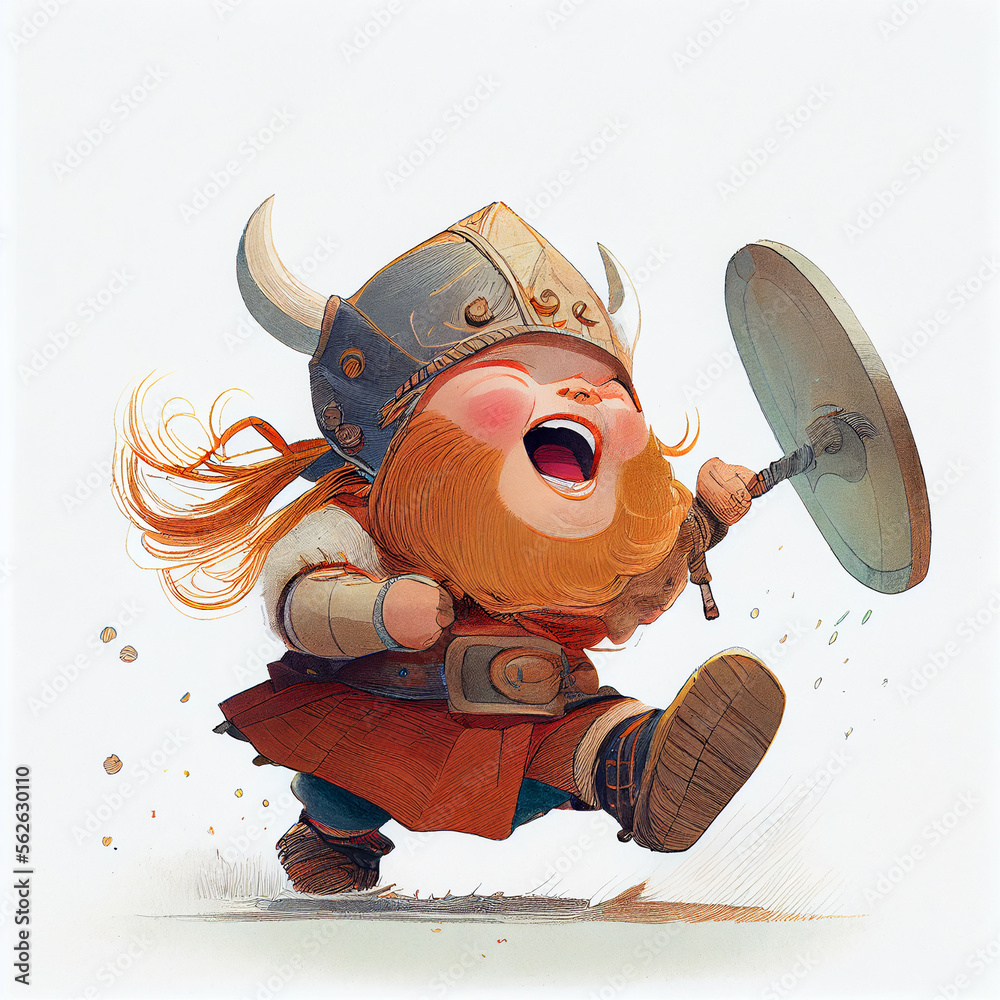 Cartoon. Cute viking smiling. generative ai Stock Illustration | Adobe ...