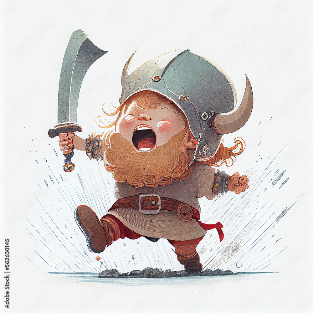 Cartoon. Cute viking smiling. generative ai Stock Illustration | Adobe ...