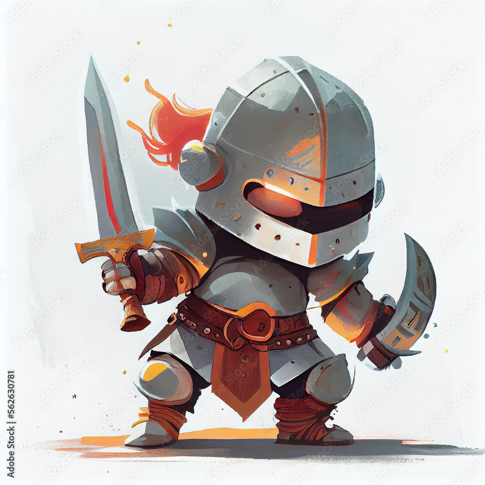 Cartoon. Cute little knight. generative ai Stock Illustration | Adobe Stock