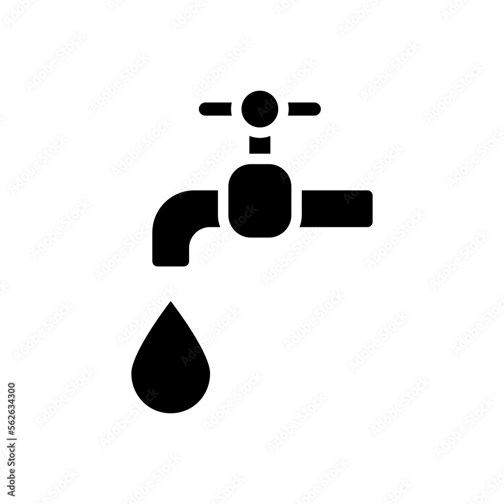 Water supply black glyph icon. Domestic usage. Drinking water ...