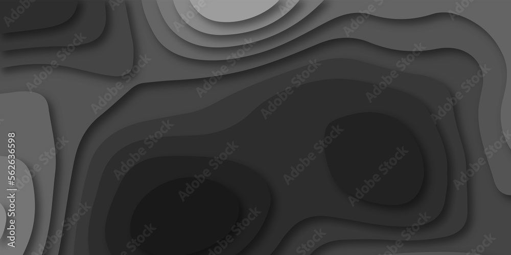 Abstract black Papercut banner concept. Paper carve black background ...