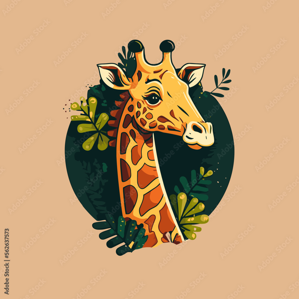 giraffe logo animal character logo mascot vector cartoon design ...