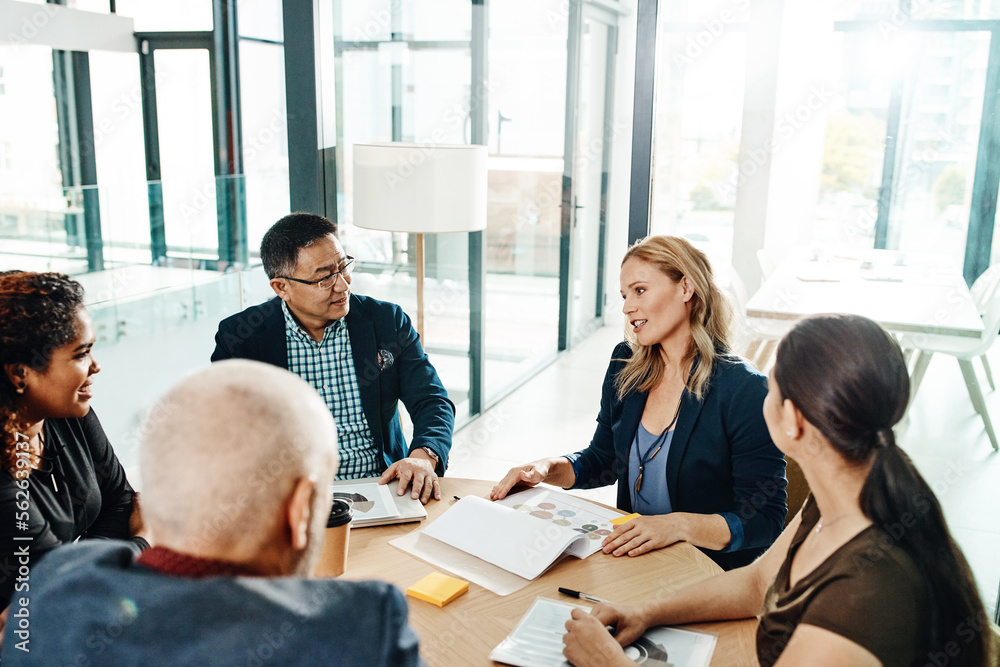 Innovation, goal and vision of business people in meeting.at corporate ...