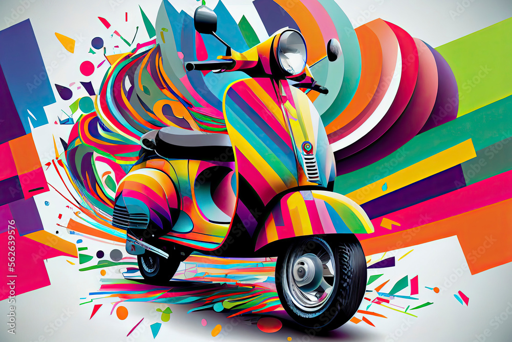 modified scooter in color and line version. Stock Illustration | Adobe ...