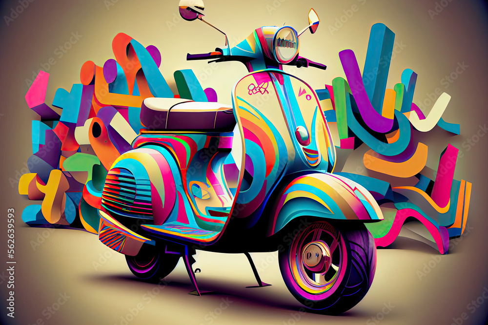 modified scooter in color and line version. Stock Illustration | Adobe ...