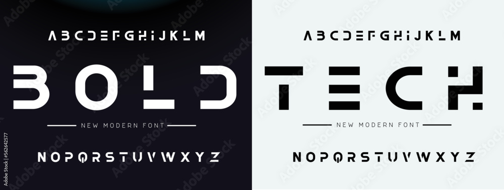 BOLD TECH Sports minimal tech font letter set. Luxury vector typeface ...