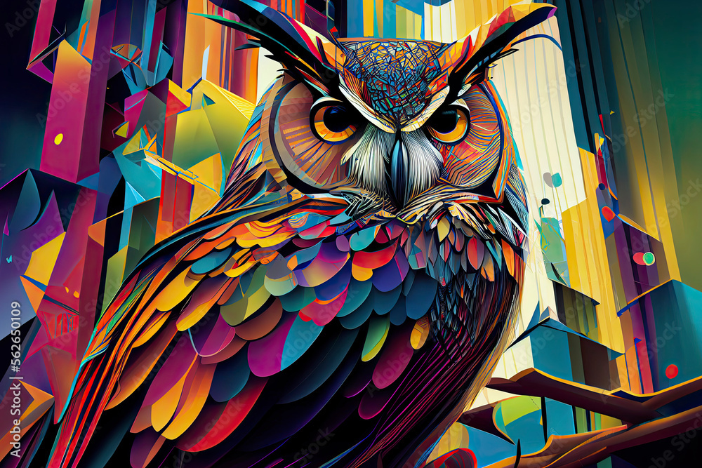 colorful owl with style pop art Stock Illustration | Adobe Stock