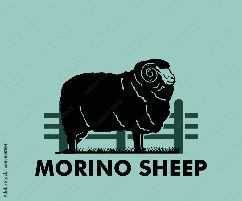 MERINO SHEEP LOGO, great silhouette of big goat standing vector ...