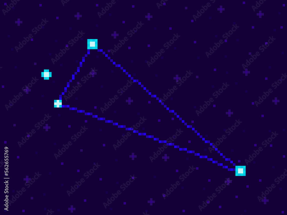 Triangulum constellation in pixel art style. 8-bit stars in the night ...