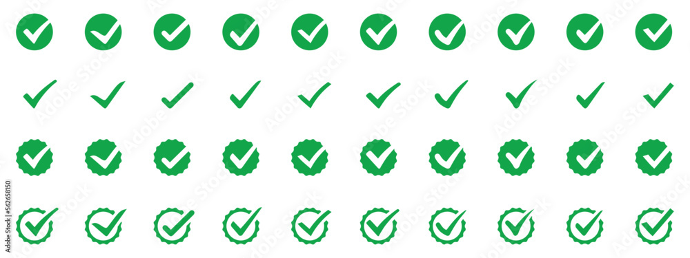 Set of green check mark icon. Check marks symbol collection. Checked ...