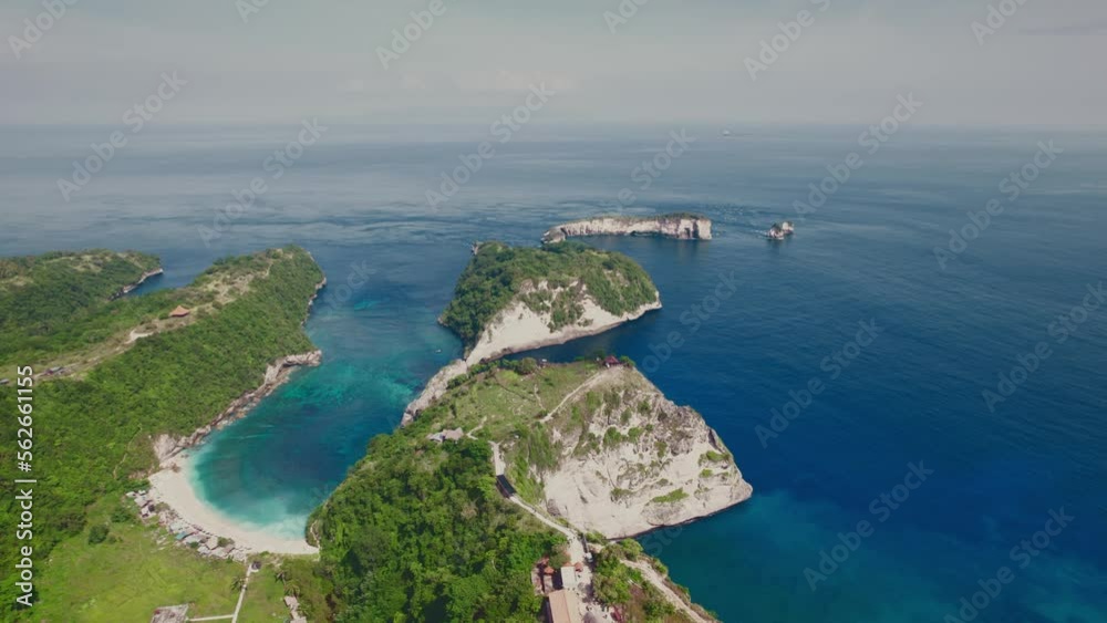Cinematic aerial landscape shots of the beautiful island of Nusa Penida ...