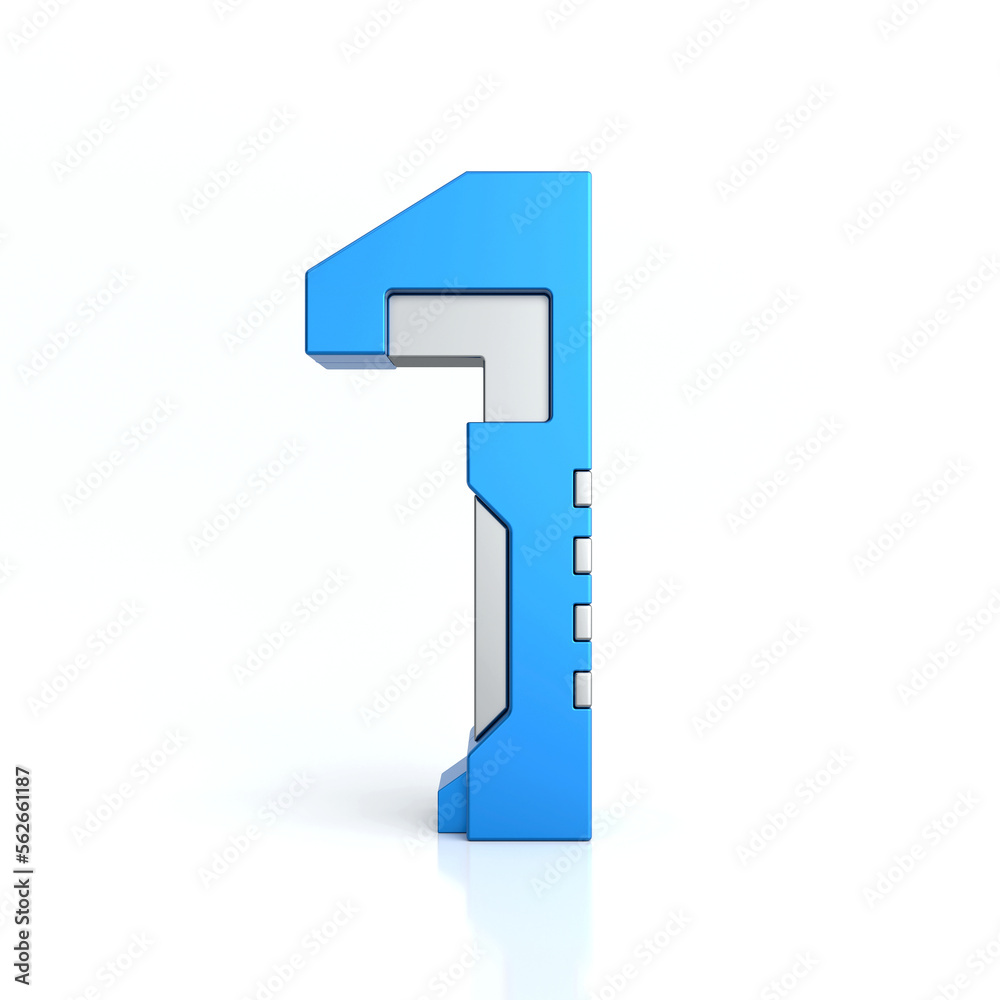 Number one 3D sci-fi logo. Cyber technology abstract texture alphabet ...