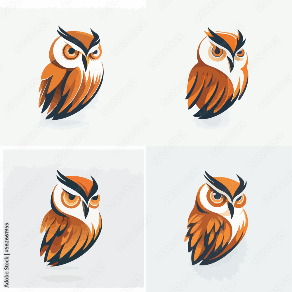 4 variants of the owl logo. Logo vector illustration Stock Vector ...