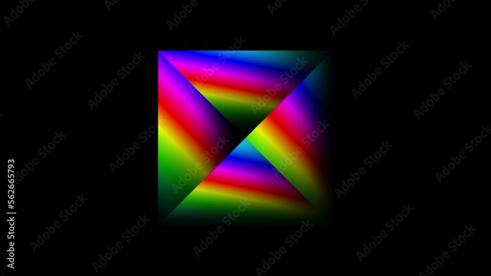 Rectangle prism with light refracted rotates clockwise on black ...
