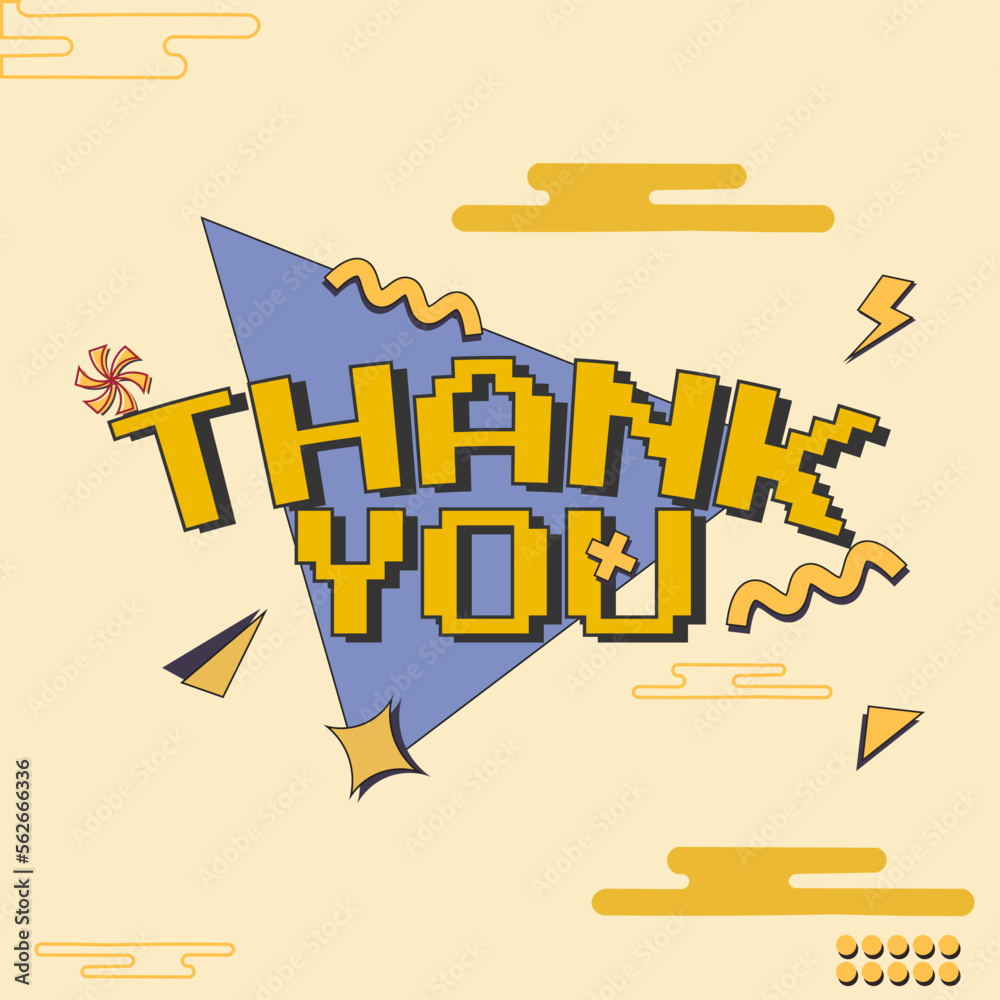 thank you design pixel word lettering Stock Vector | Adobe Stock