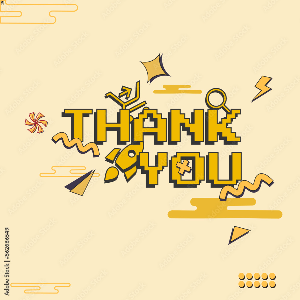 thank you design pixel word lettering Stock Vector | Adobe Stock