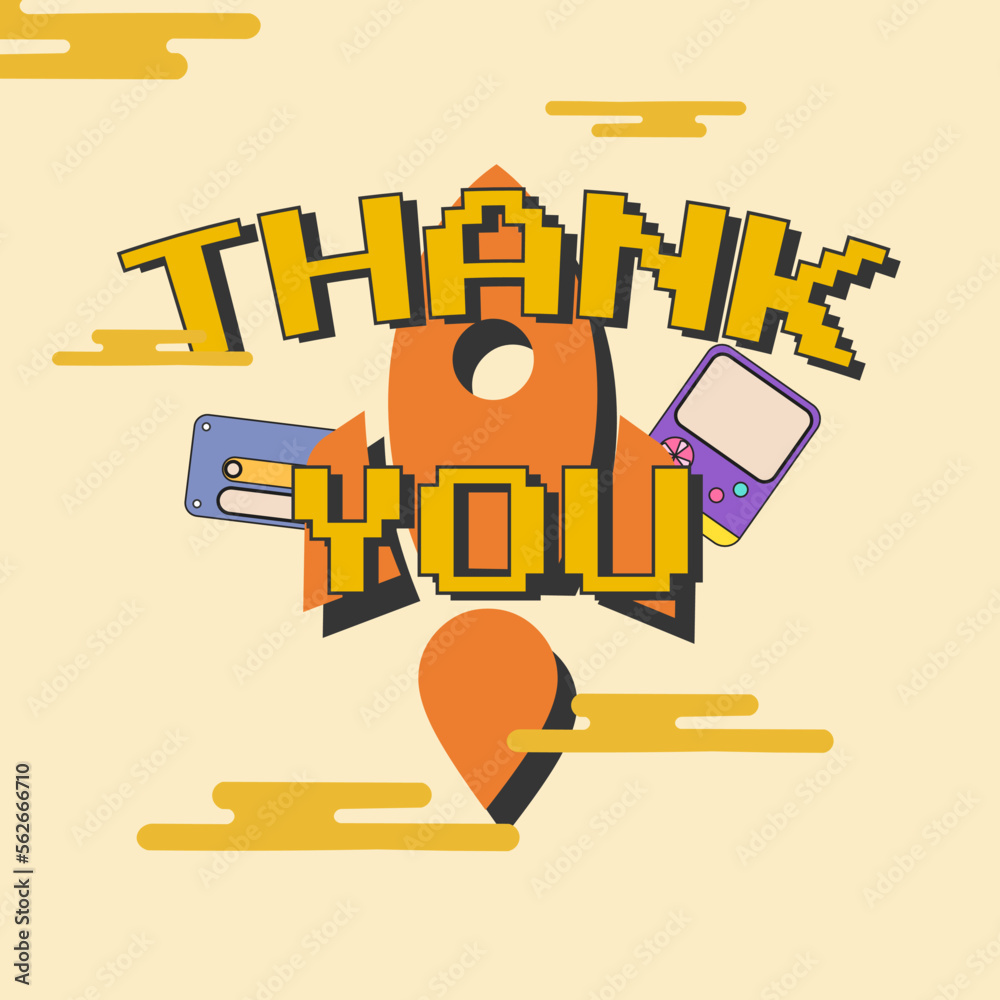 thank you design pixel word lettering Stock Vector | Adobe Stock
