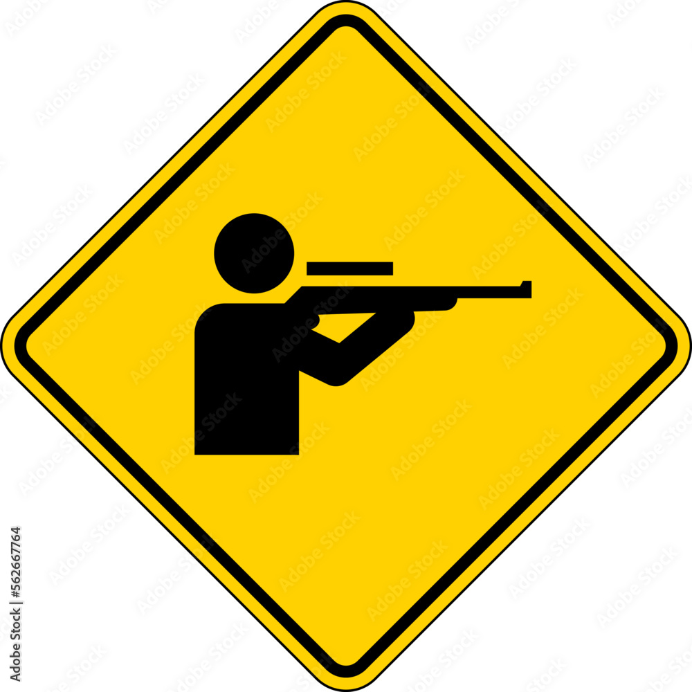 Shooting Range Diamond Caution Sign Rifle Range Symbol Stock Vector ...