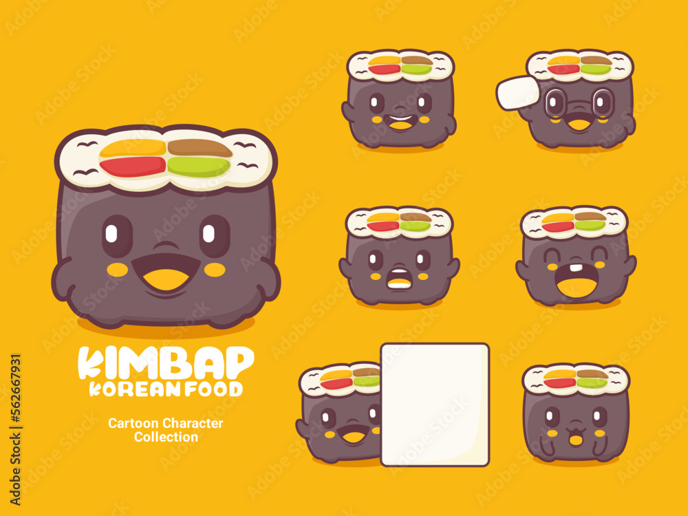 kimbap cartoon character korean food vector illustration Stock Vector ...