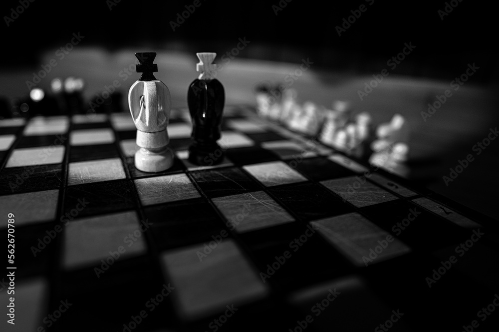 Blurred black and white background with a low depth of focus. The set ...