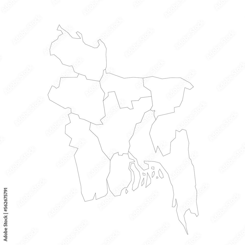 Bangladesh political map of administrative divisions Stock Vector ...