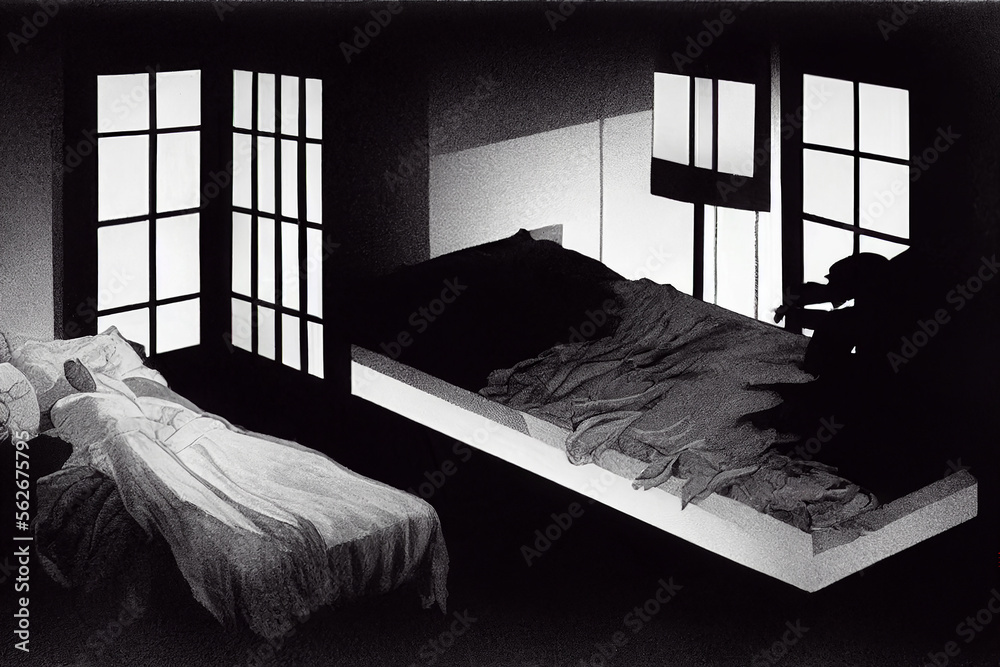 Scary drawing of sleep paralysis nightmare concept depression mental ...