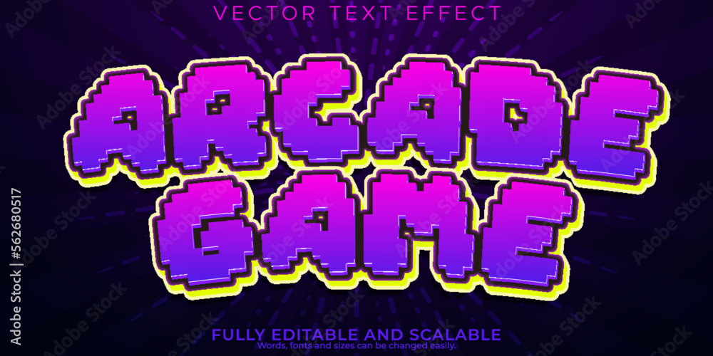 Arcade text effect, editable pixel and retro text style Stock Vector ...