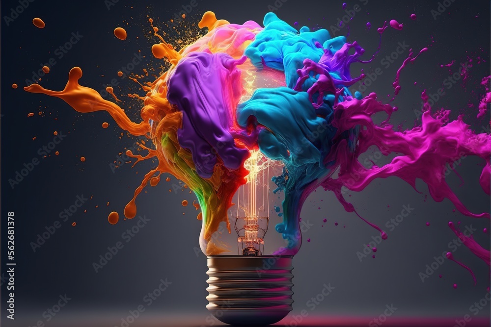 Digital illustration about light bulb. Generative AI. Stock ...