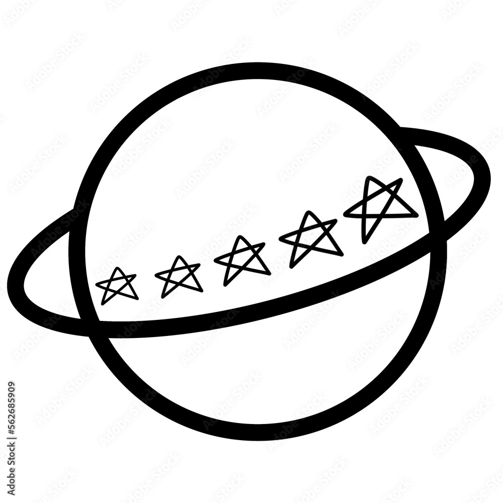 Saturn Outline with Stars for Coloring Stock Illustration | Adobe Stock
