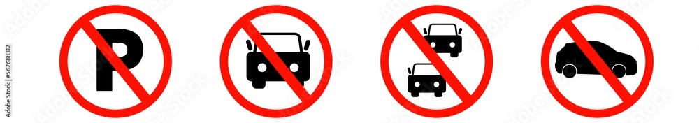 No parking signs icons set png illustration used for traffic rules and ...
