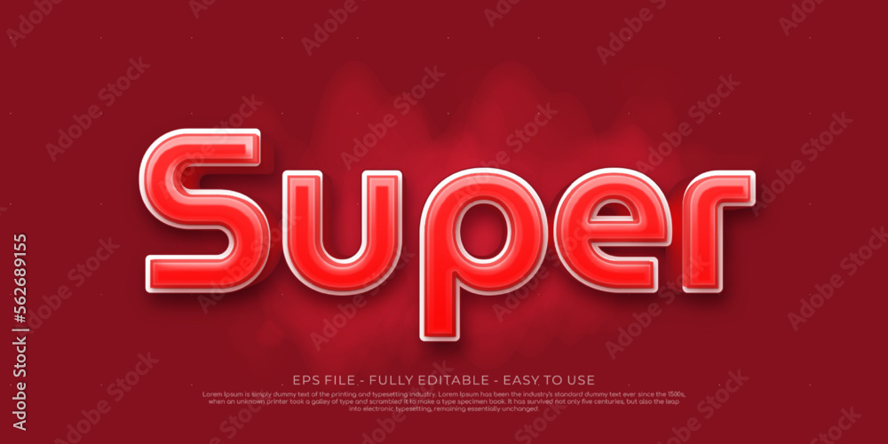 3d text super with font effect templateplate Stock Vector | Adobe Stock